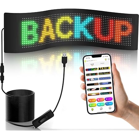 Amazon.com: RAYHOME LED Sign for Car, 7''x3''Flexible LED Matrix Panel ...