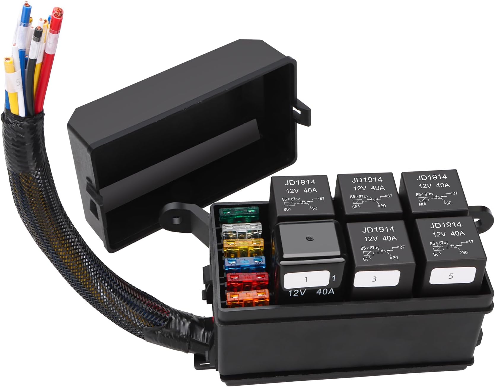 Amazon.com: 12V Relay Fuse Box，Pre-wired Auto Replacement Fuse Holders ...