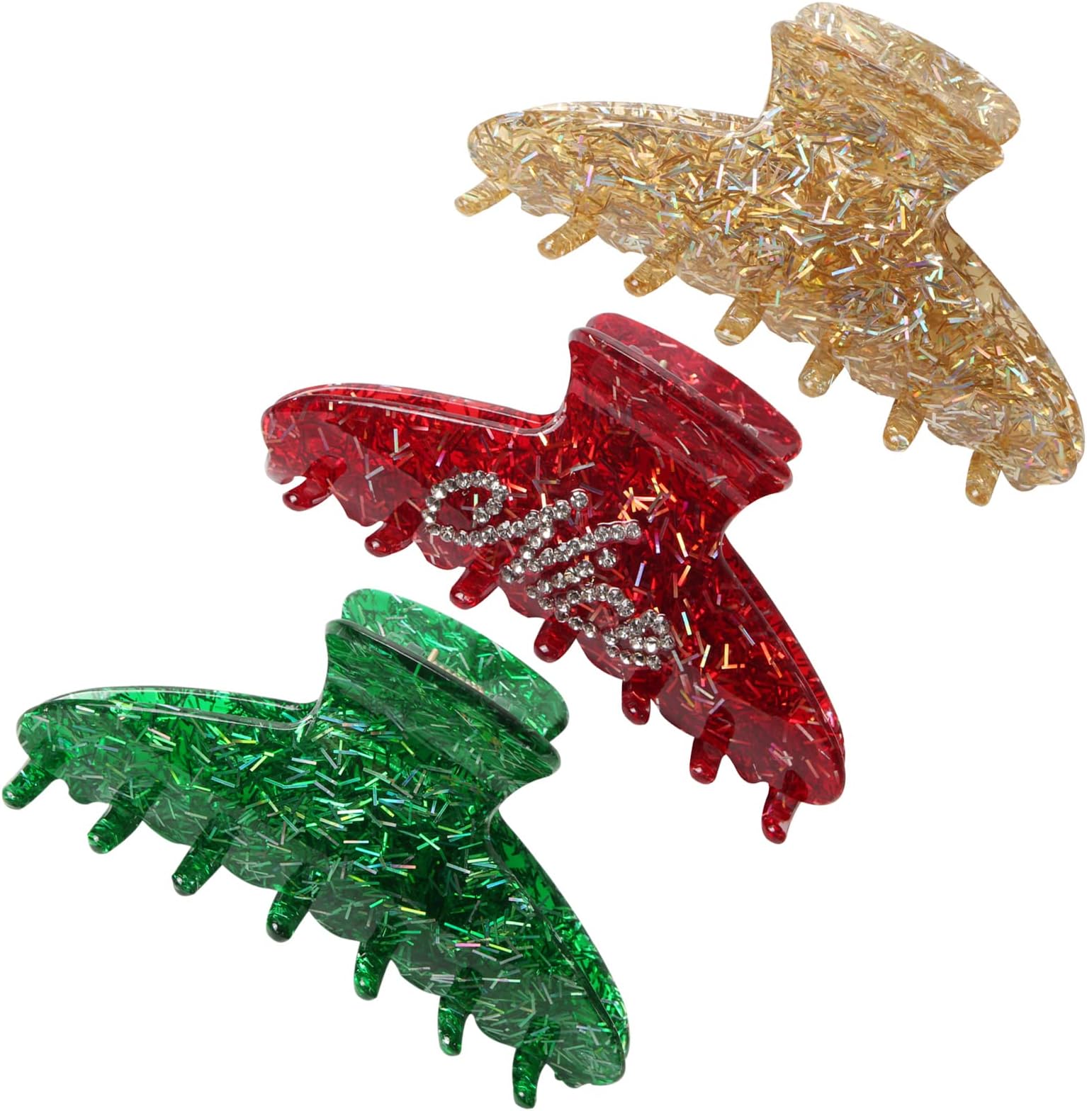 Amazon.com : 3Pcs Christmas Hair Claw Clips for Women Girls Green Gold ...