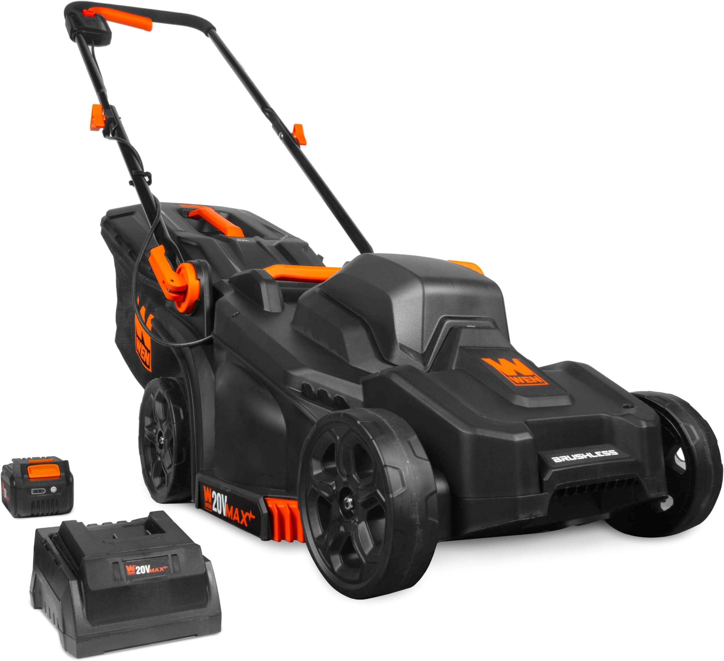 Amazon.com : WEN 20V Max 15-Inch Cordless Brushless Lawn Mower with 5Ah ...