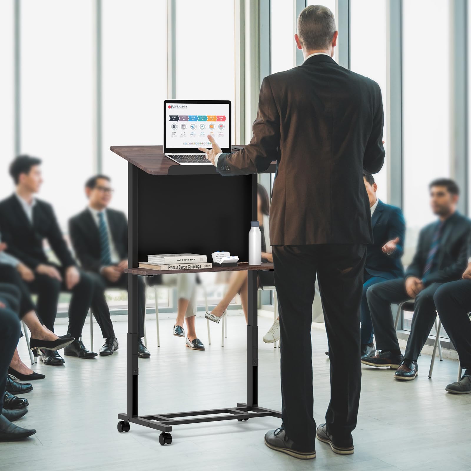 Rolling Desk Mobile Podium Giantex Mobile Laptop Podium Stand ...