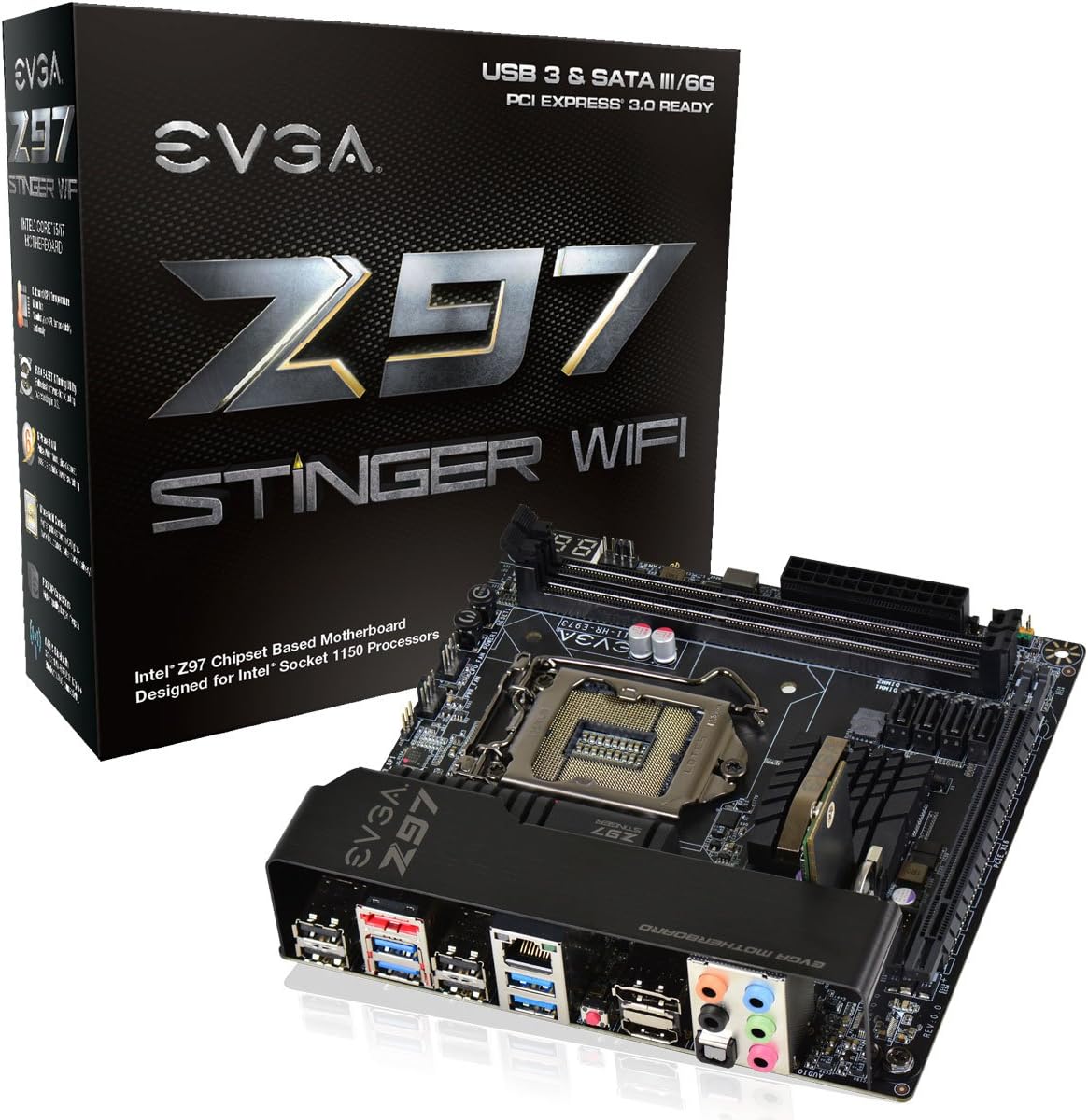 EVGA Z97 Stinger Wi-Fi LGA 1150 Mini-ITX 2 DIMM Dual-Channel DDR3 ...