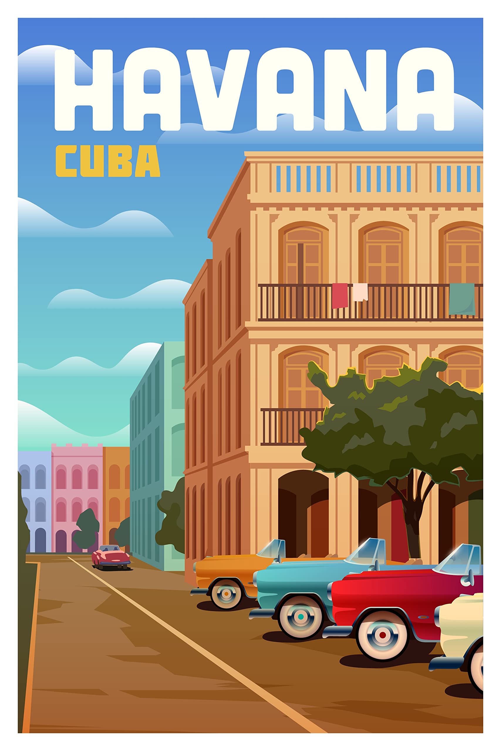 Amazon.com: A SLICE IN TIME Streets of Havana Cuba Retro Travel Poster ...