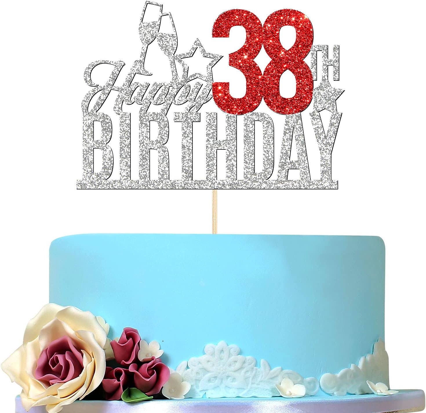Amazon.com: Happy 38th Birthday Cake Topper - Thirty eight-year-old ...