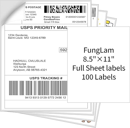 Amazon.com : Full Sheet Sticker Paper, 8.5" x 11" Full Page Labels for ...