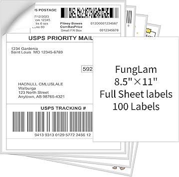 Amazon.com : Full Sheet Sticker Paper, 8.5" x 11" Full Page Labels for ...