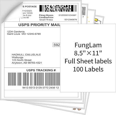 Amazon.com : Full Sheet Sticker Paper, 8.5" x 11" Full Page Labels for ...
