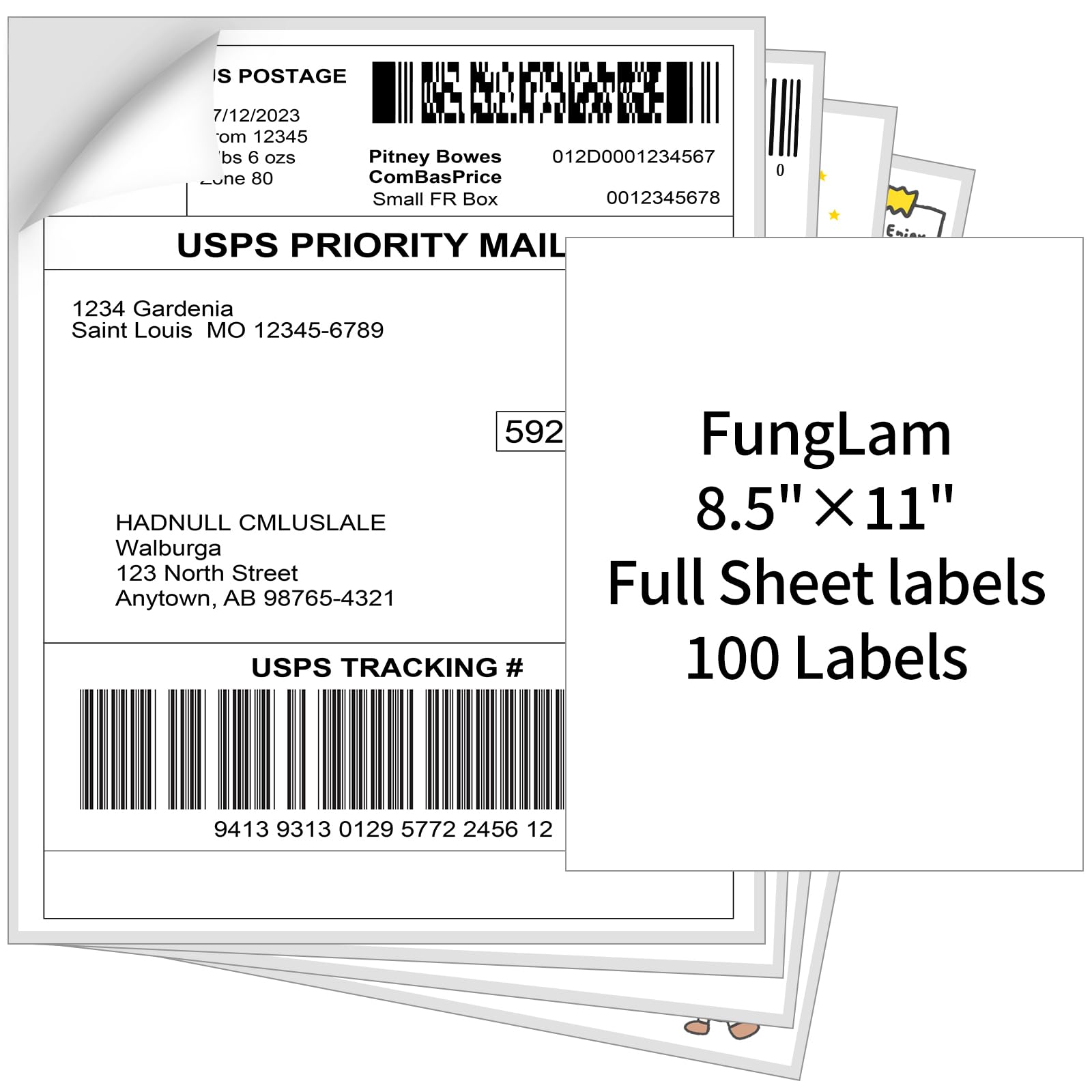 Amazon.com : Full Sheet Sticker Paper, Full Page Sticker Labels 8.5” x ...