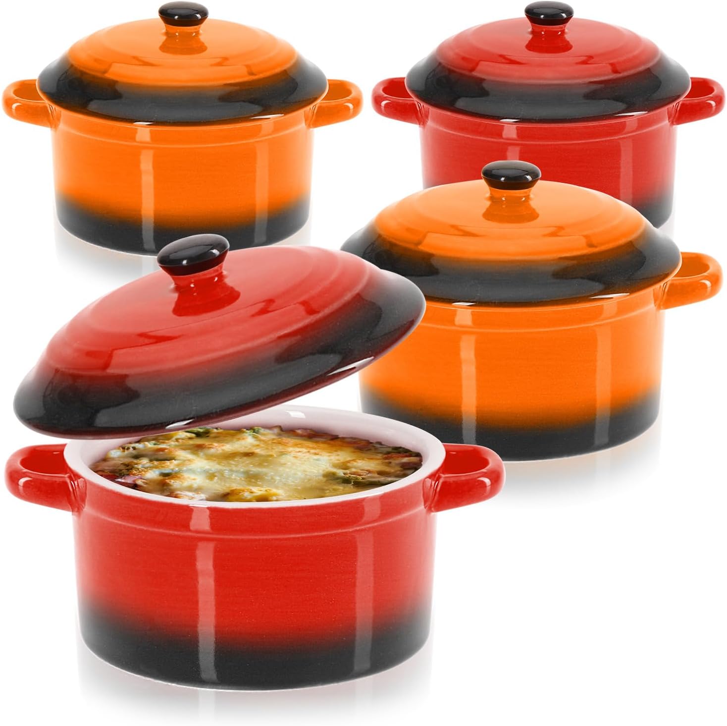 COM-FOUR® 4X casserole dish with lid made of ceramic - dessert bowl for ...