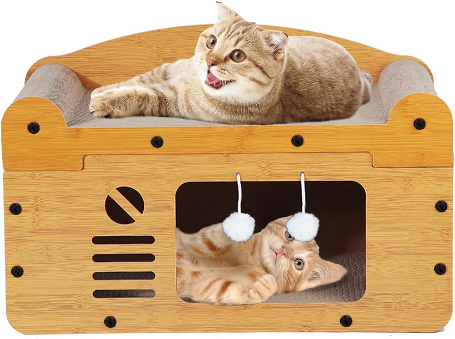 ikeoat Cat Scratcher House, Cat Cardboard Box with 2 PCS Cat Scratch ...