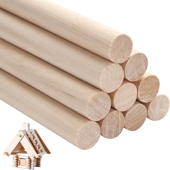 Amazon.com: NANXJIUR Dowel Rods Wood Sticks 10 Pcs 1/2 x 12 Inch Wooden ...