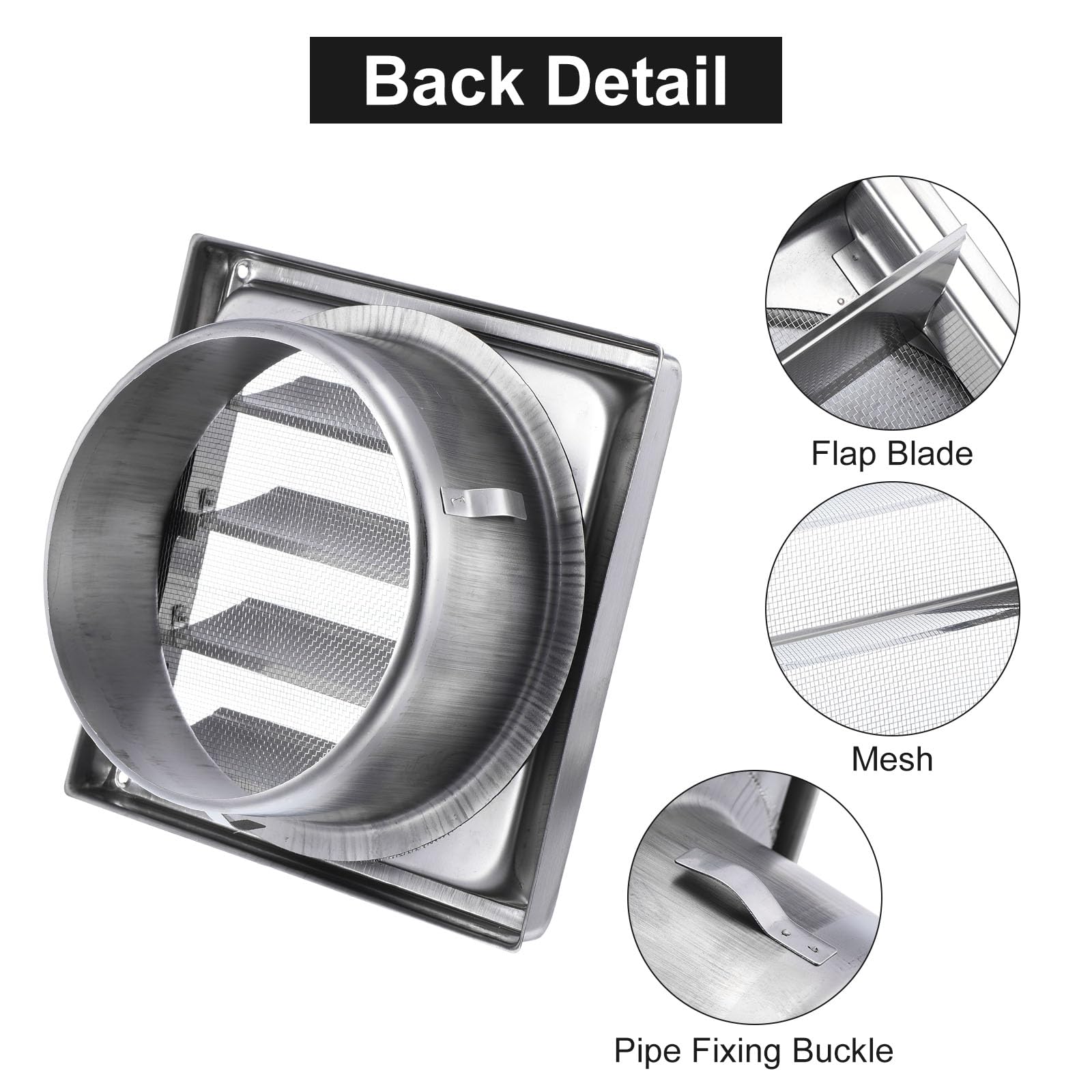 PATIKIL Dryer Vent Cover, 6 Inch, Stainless Steel Exterior Wall Outlet ...