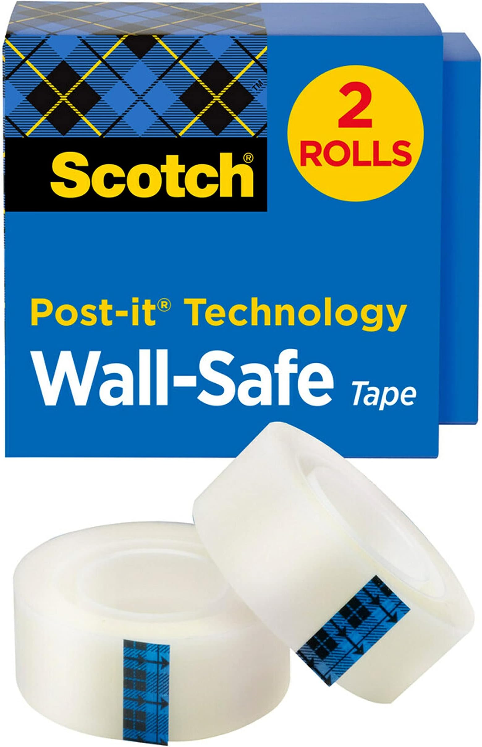 Amazon.com : Scotch Wall-Safe Tape, 2 Dispensered Rolls, Sticks ...
