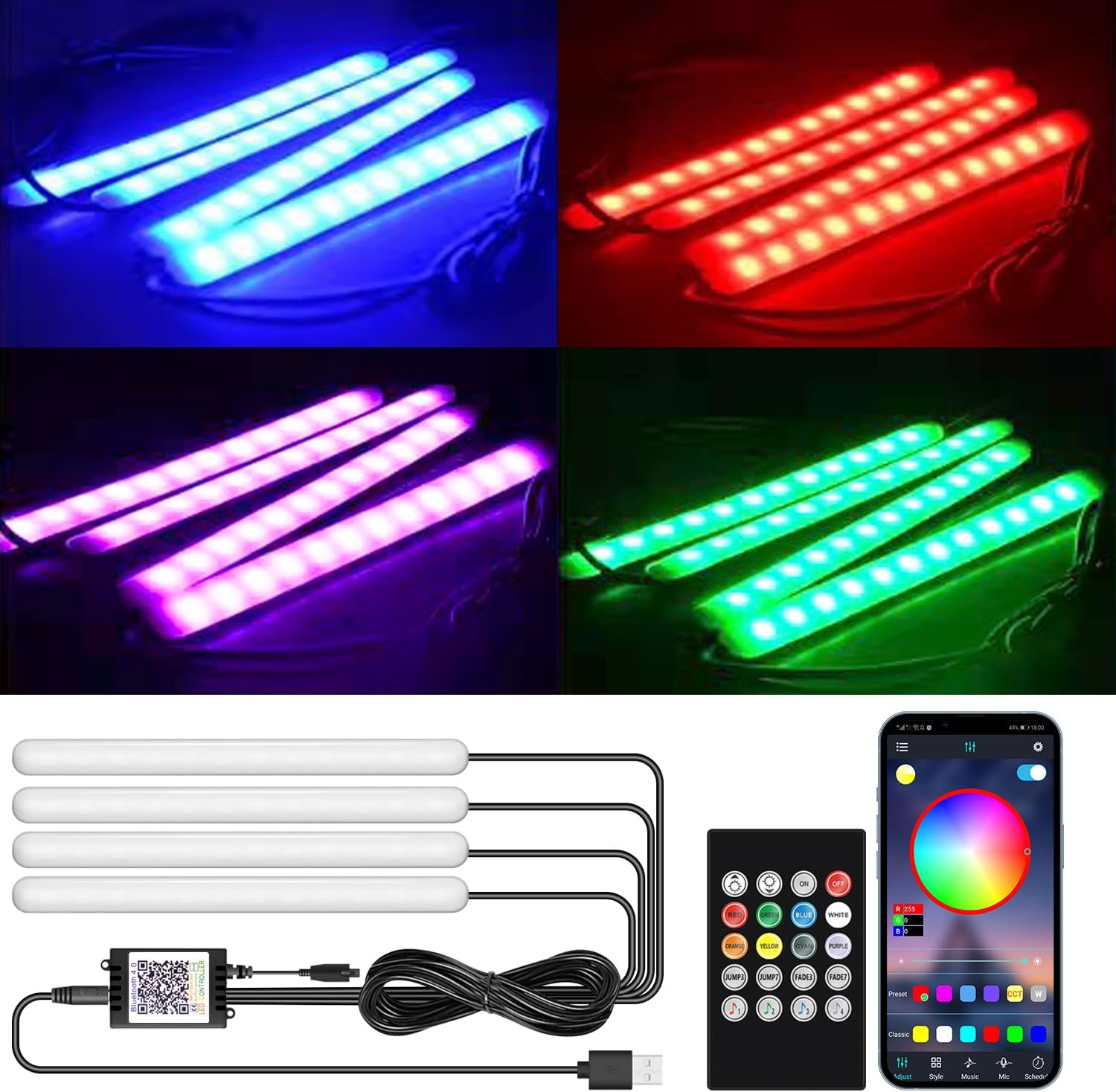 Amazon.com: Interior Car Lights Keepsmile Car Accessories APP Control ...
