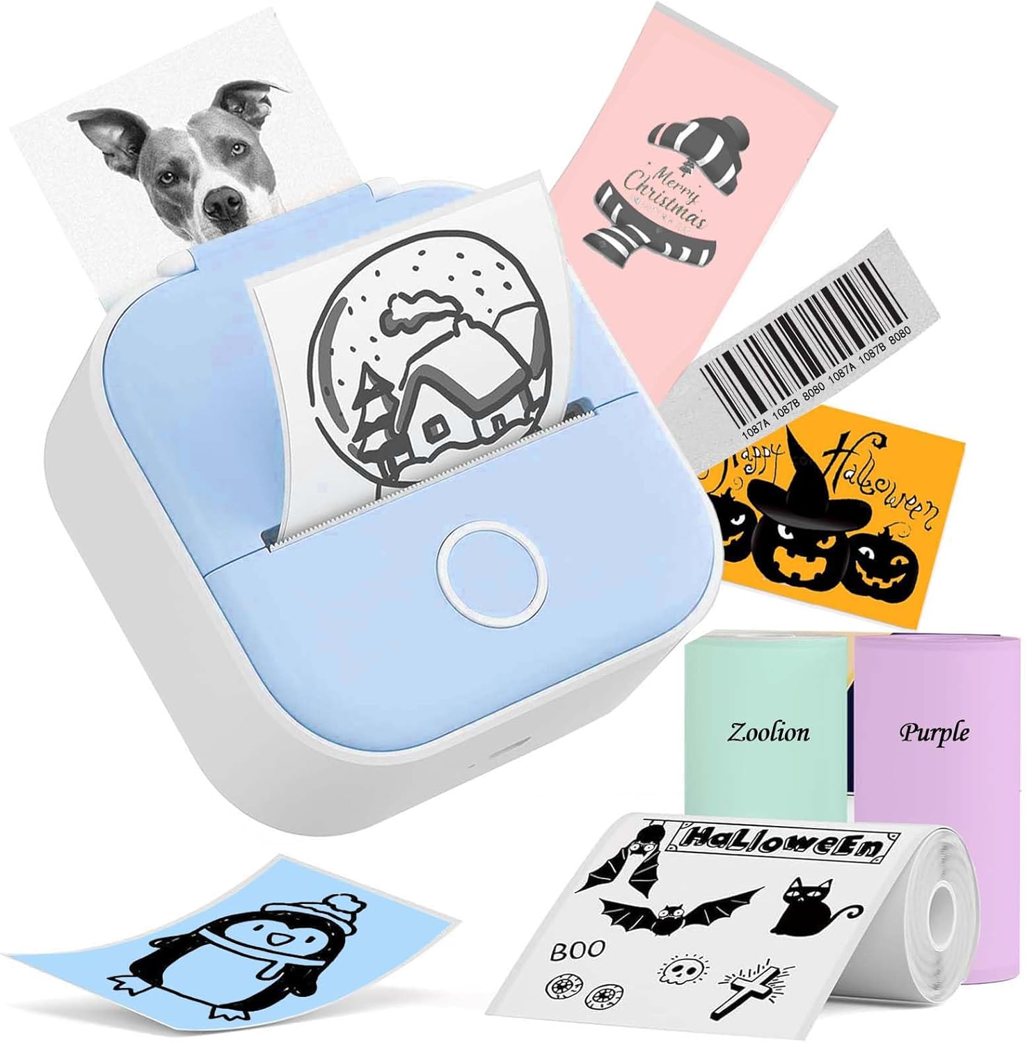 Amazon.com: Print Pods Mini Printer T02 with 3 Roll of 2" Sticker Paper ...