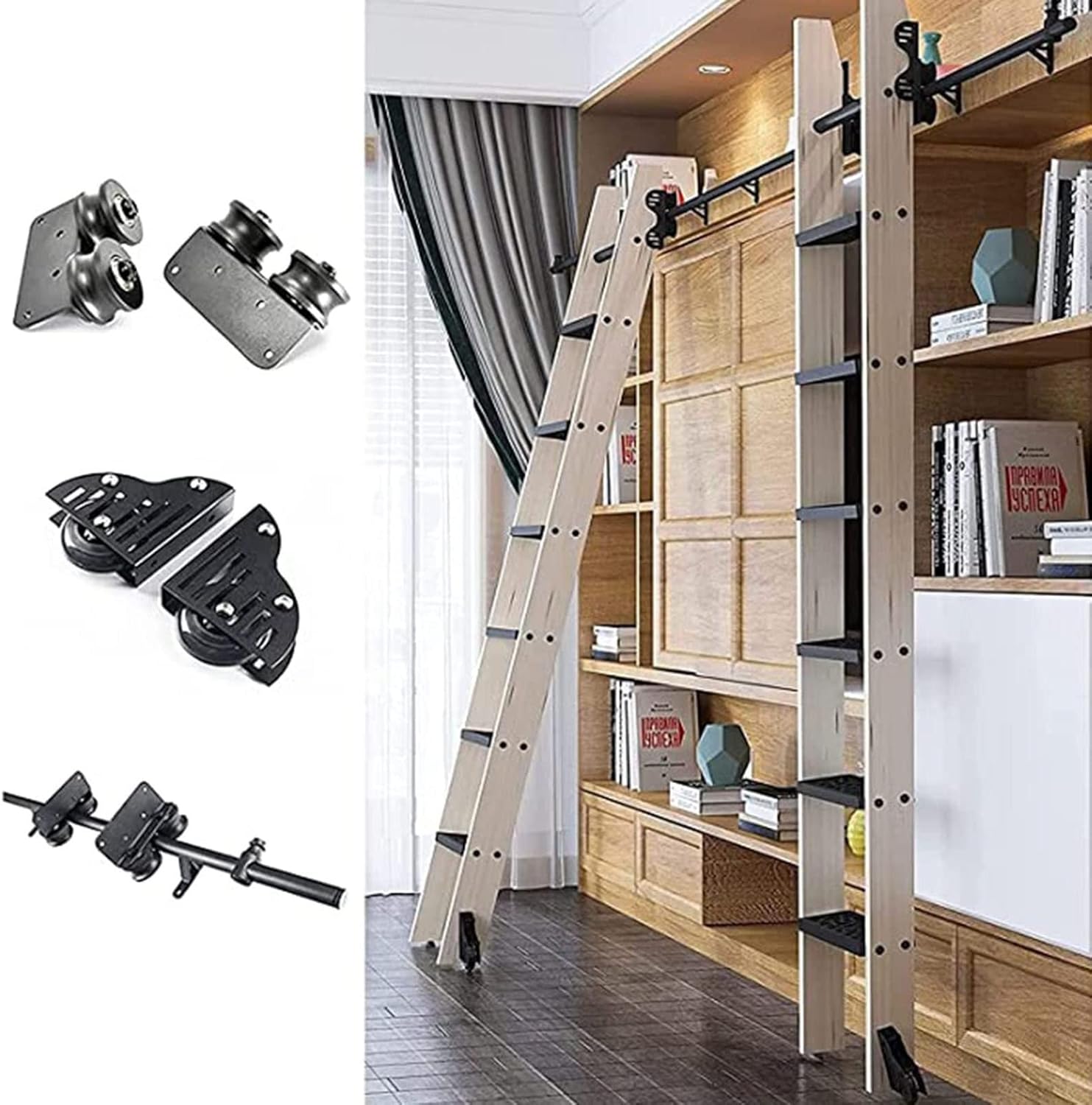 Retractable Rolling Library Ladder Hardware Kit - Heavy Duty Sliding ...