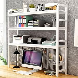 Amazon.com: 3-Tier Wrought Iron Desktop Bookshelf - Industrial Computer ...