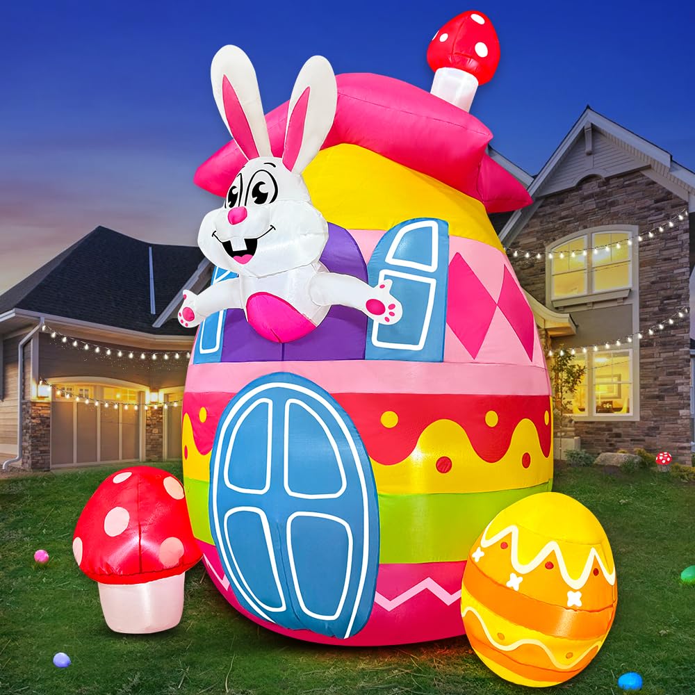 Easter Lawn Decor For Garden DR.DUDU 7FT Easter Bunny Inflatable With ...