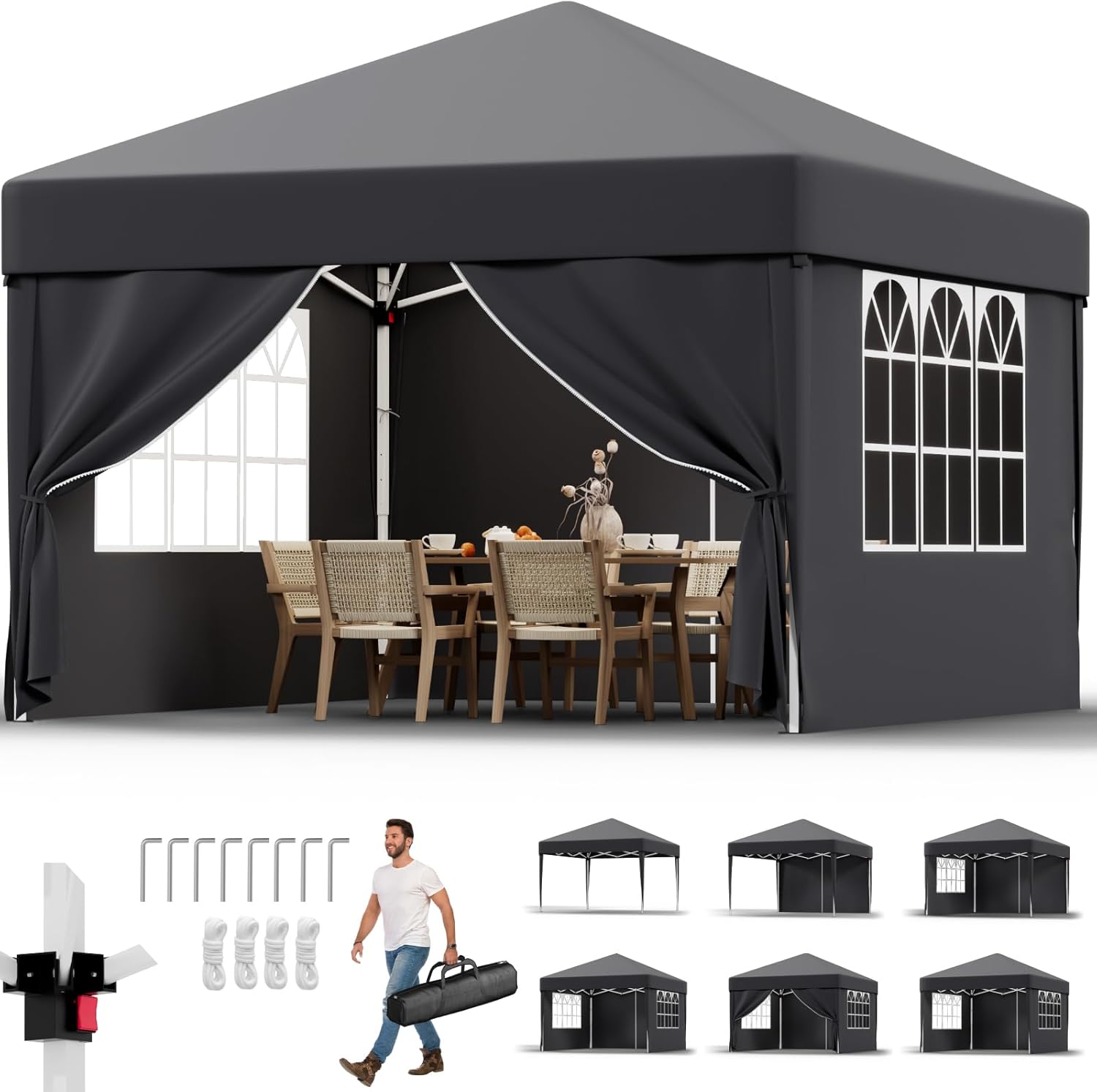 Amazon.de: JUMMICO Pavillon 3x3 Wasserdicht Stabil Winterfest mit 4 ...