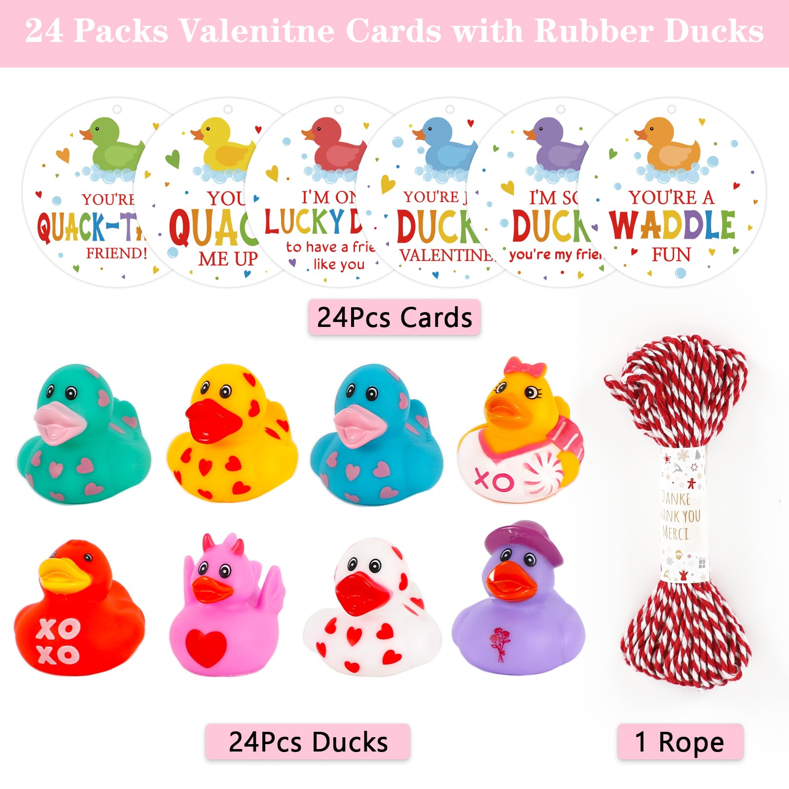 Snapklik.com : DAZONGE 24Packs Lucky Duck Valentines Cards For Kids ...