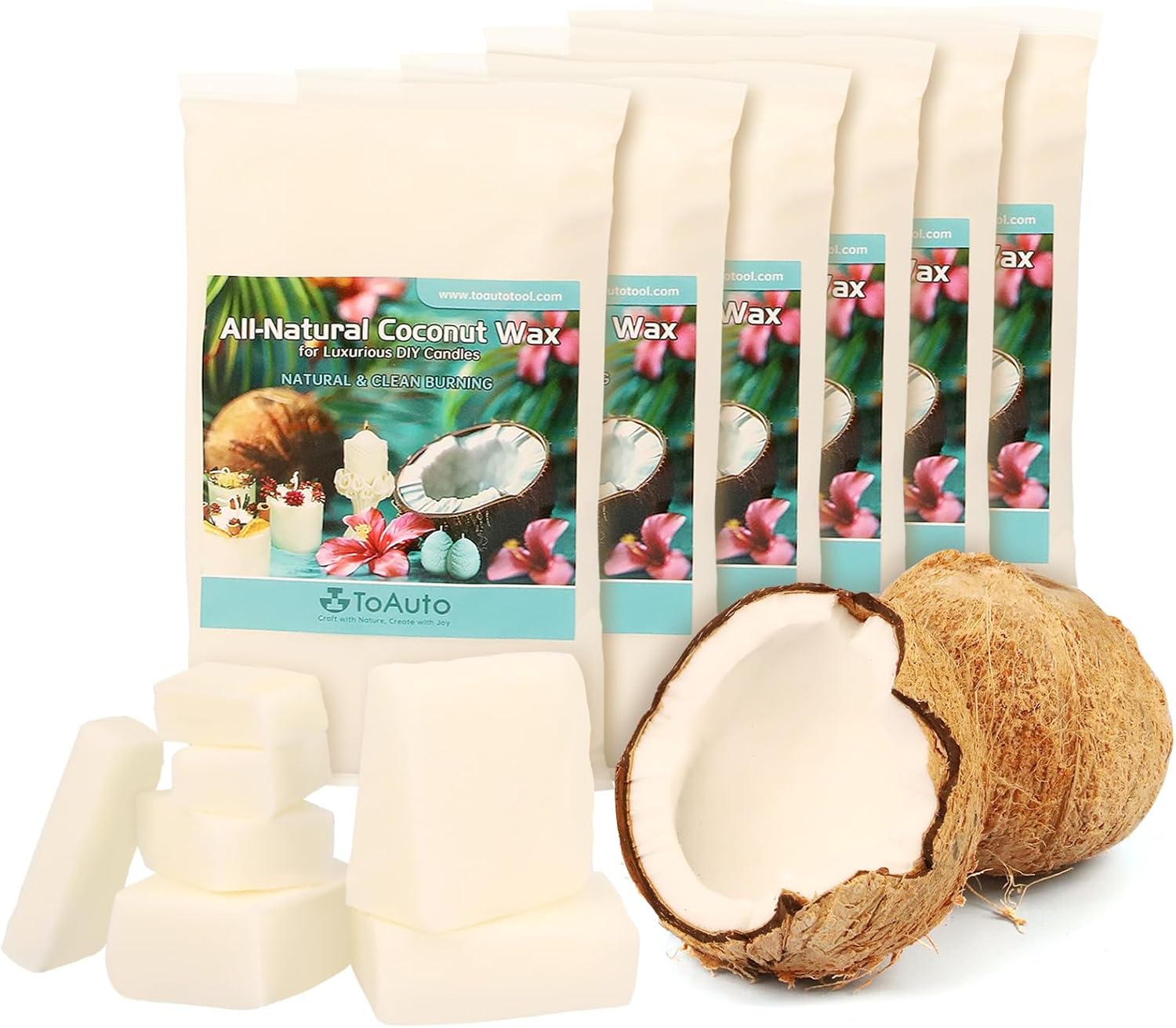 Amazon.com: TOAUTO Coconut 83 Wax Natural Coconut Container Blend for ...