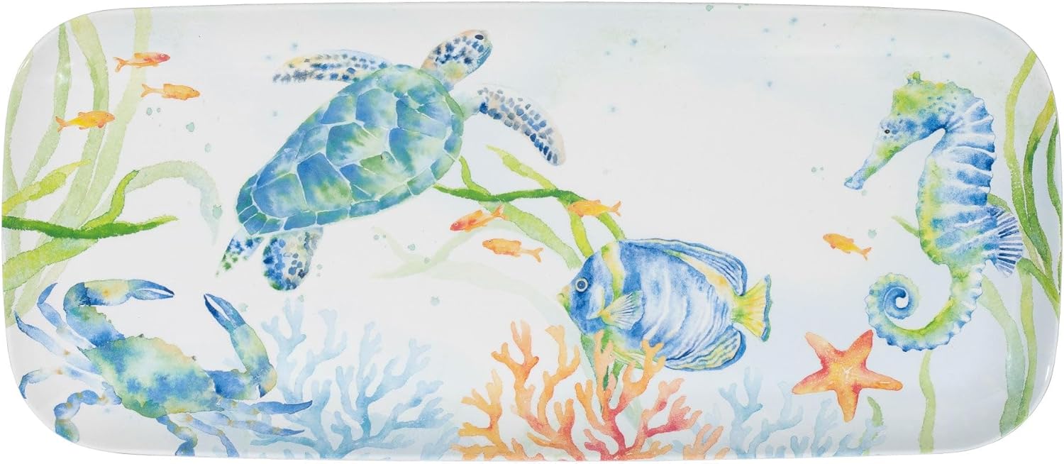 Amazon.com | UPware Sea Life Serenade Melamine Serving Tray, 15 x 6.5 ...