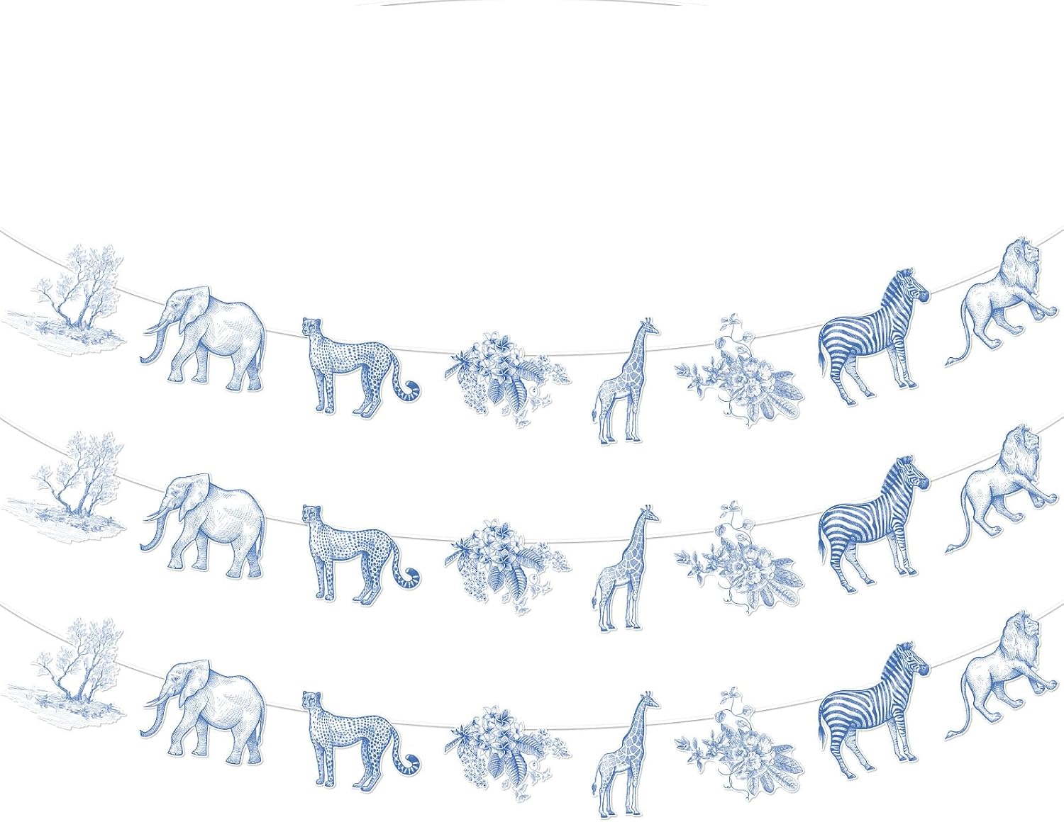 Amazon.com: Blue Safari Party Decorations 3Pcs Safari Animal Banners ...