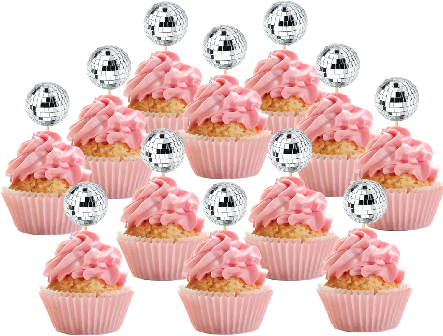 Amazon.com: JOERSH 24pcs Disco Ball Cupcake Toppers - 1970s Disco Ball ...