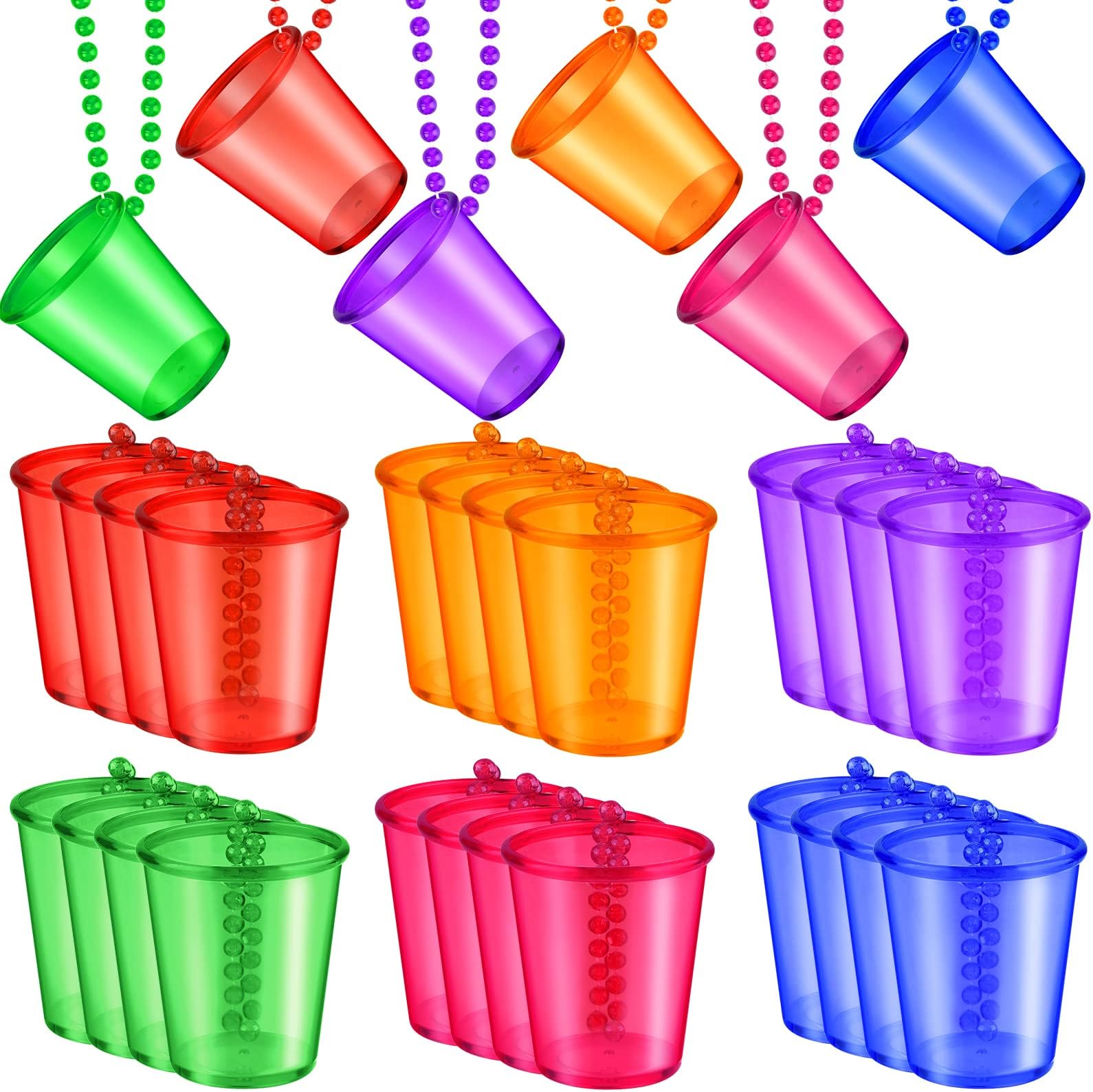 Amazon.com: 48 Pieces Shot Glass on Necklace Plastic Shot Necklace Cup ...