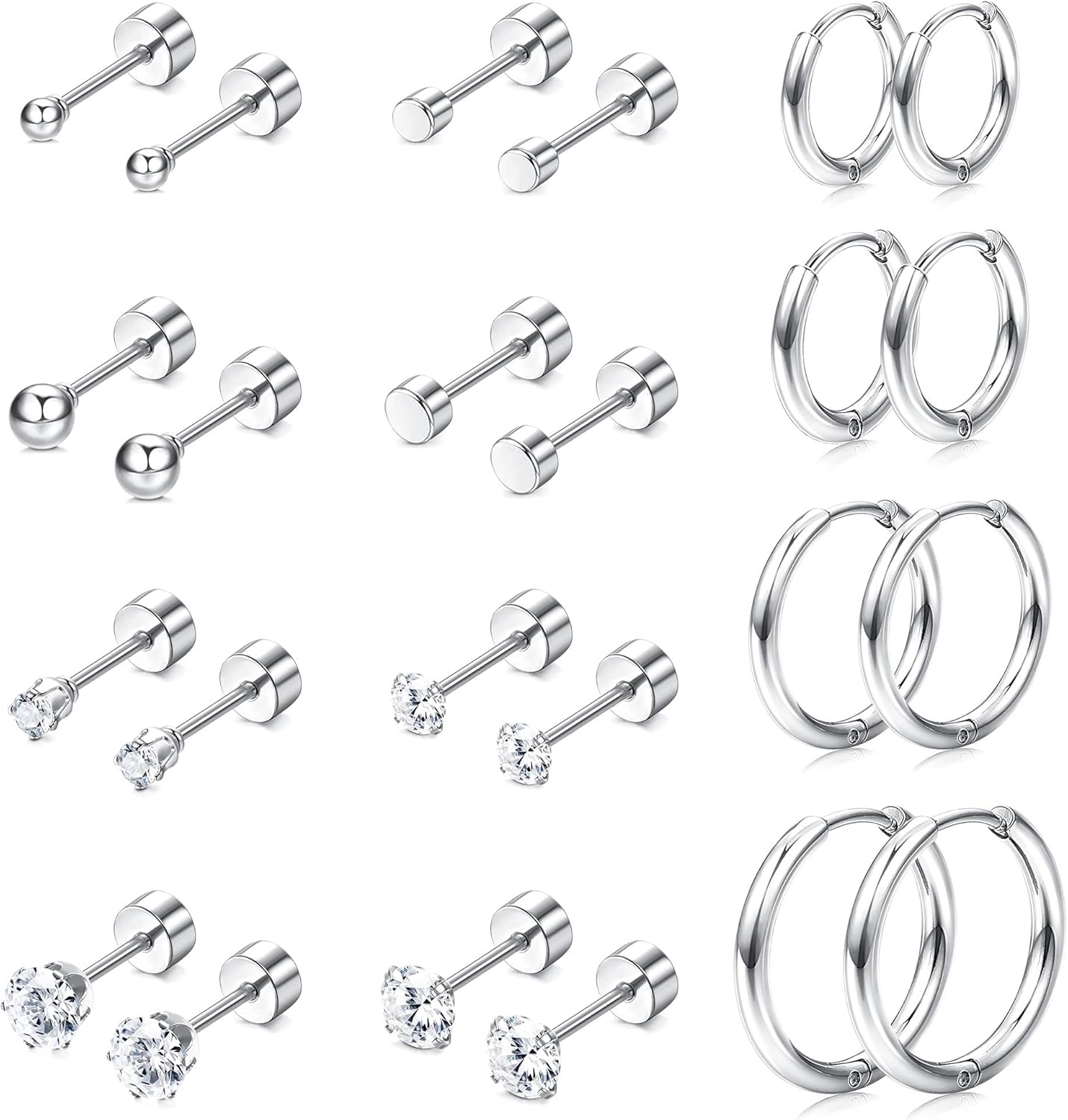 Amazon.com: THUNARAZ Earring Sets for Multiple Piercing Surgical Steel ...