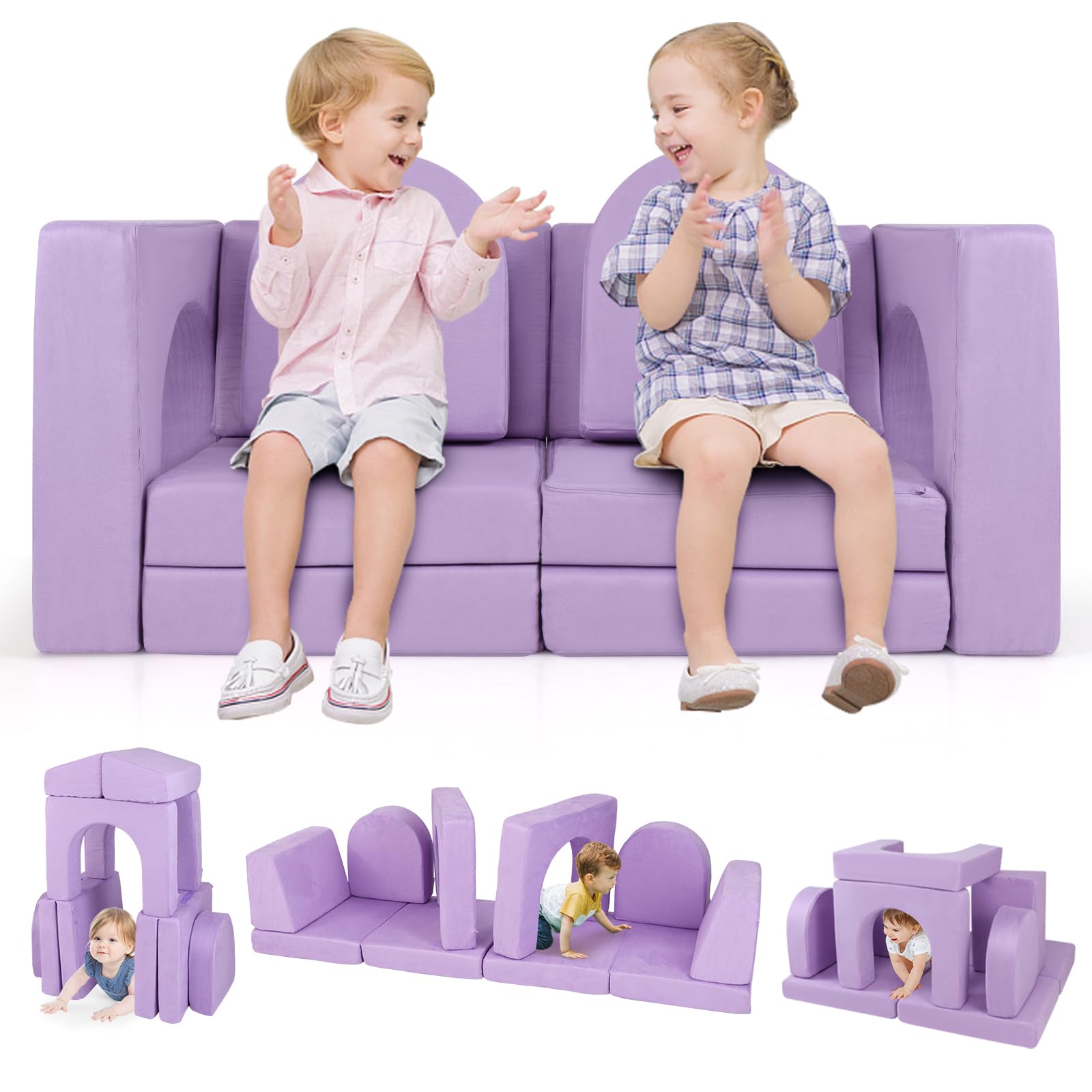 Amazon.com: Costzon Kids Play Couch, Versatile Building Fort Foam Play ...