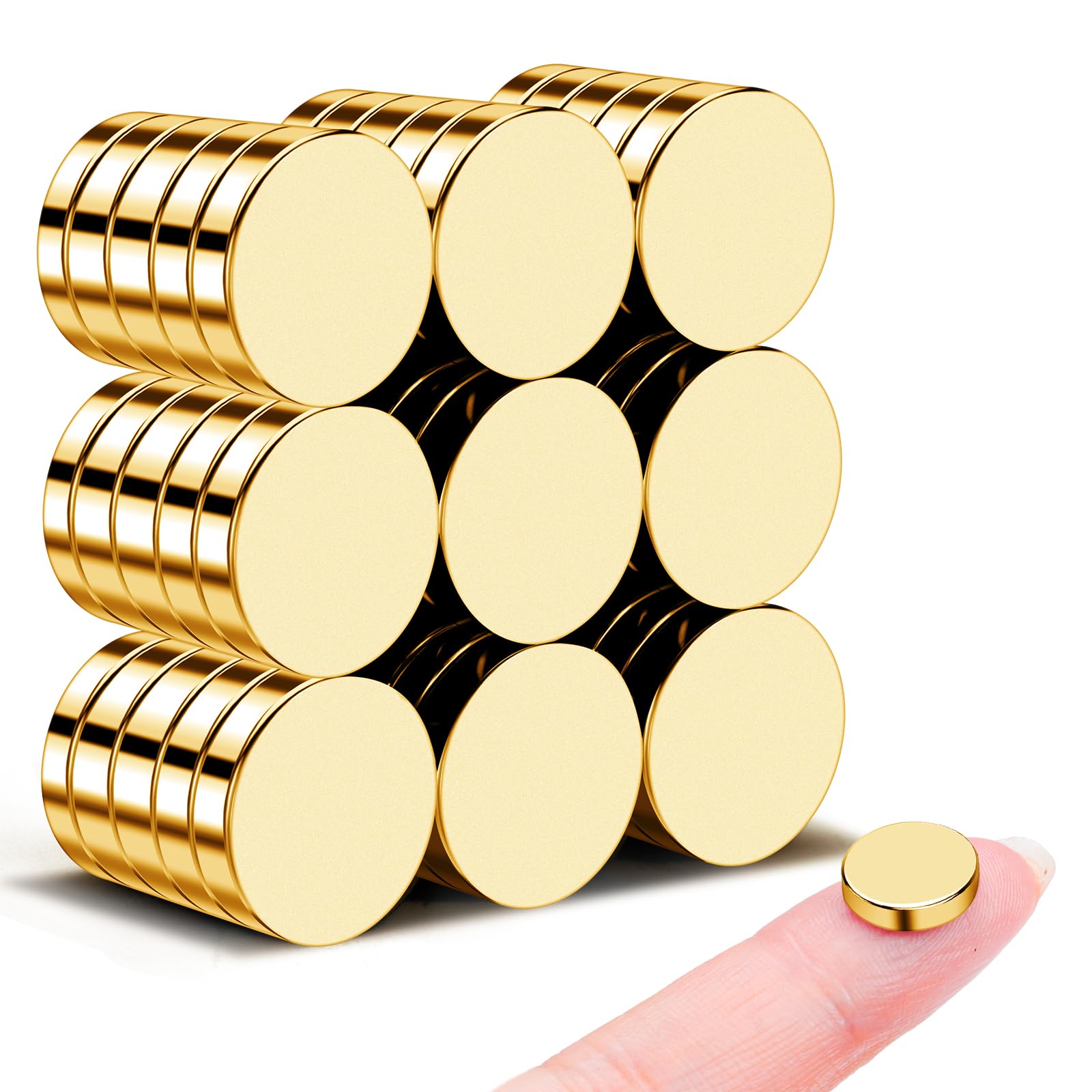 Snapklik.com : 45P Small Magnets, 12x3mm Golden Round Rare Earth Magnet ...