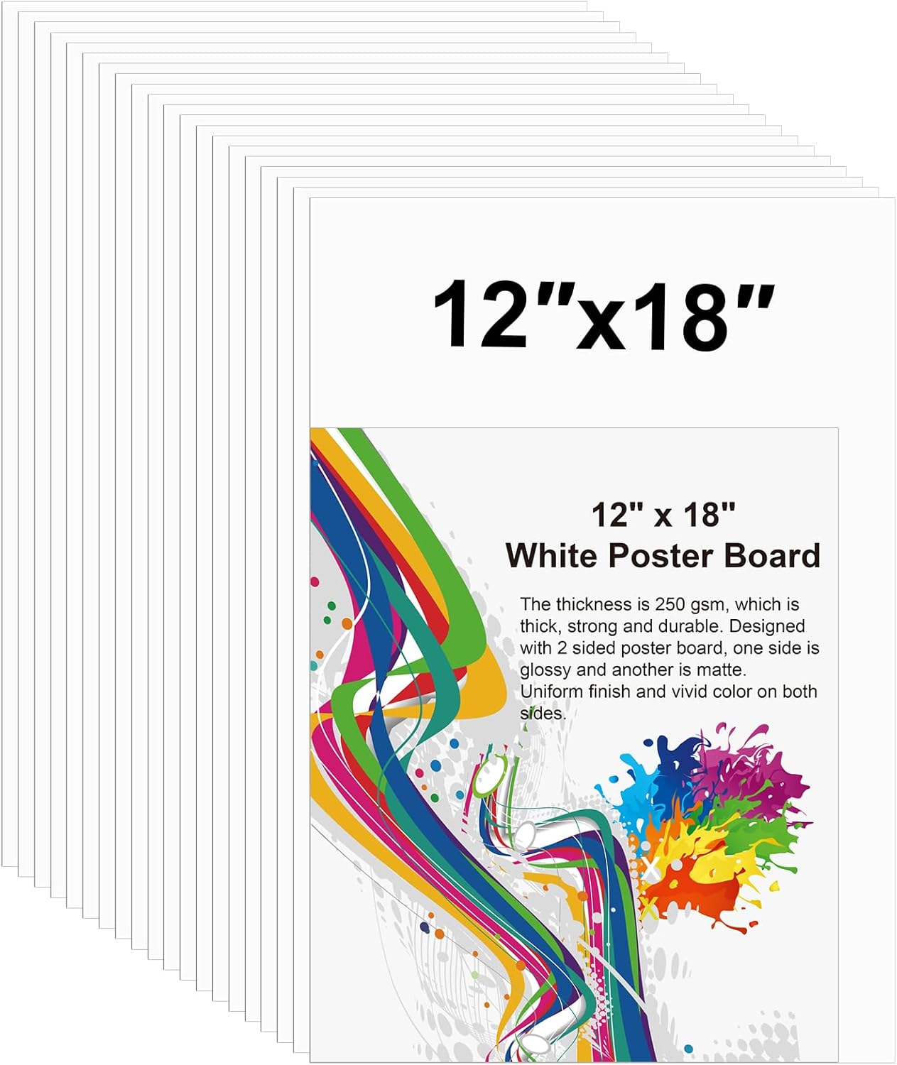 Amazon.com : 18 Pcs 12" x 18" Poster Board White Poster Board Paper ...