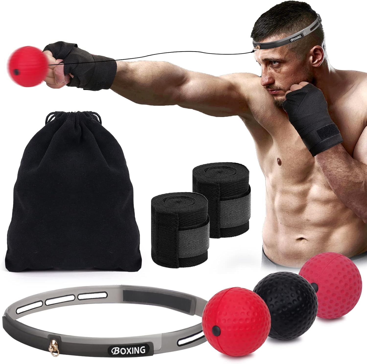 Amazon.com : Boxing Equipment,Boxing Reflex Ball 3 Difficulty Levels ...