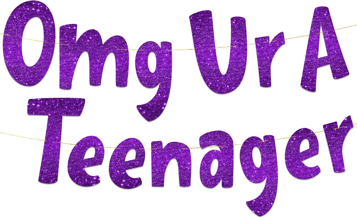 Amazon.com: Pre-Strung OMG Ur A Teenager Purple Glitter Banner - 13th ...