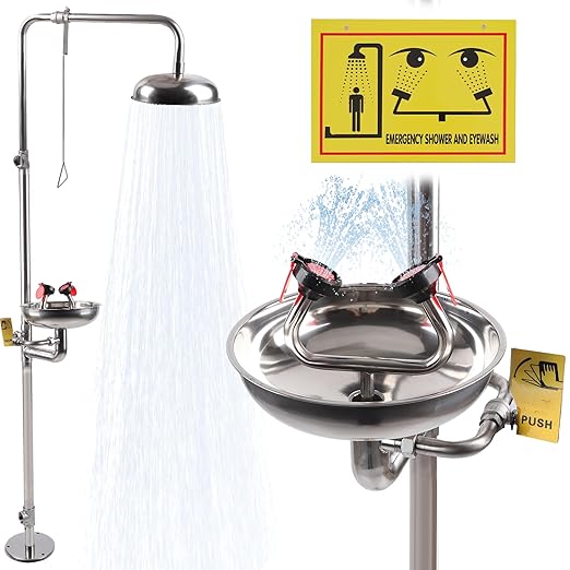 Yzzwer Emergency Eyewash Shower Station - OSHA Approved Safety Eye Wash ...