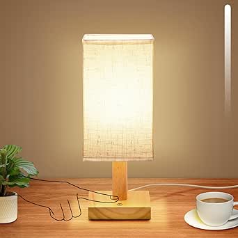 UCHENTON Small Corded Touch Square Table Lamp with Stepless Dimming ...
