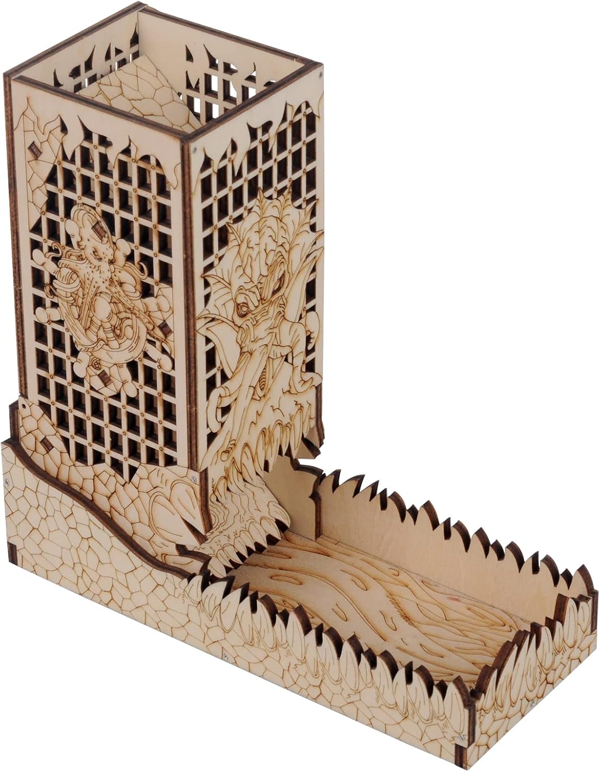 Amazon.com: CZYY Dice Tower with Tray Wood Laser Etched Mind Flayer ...