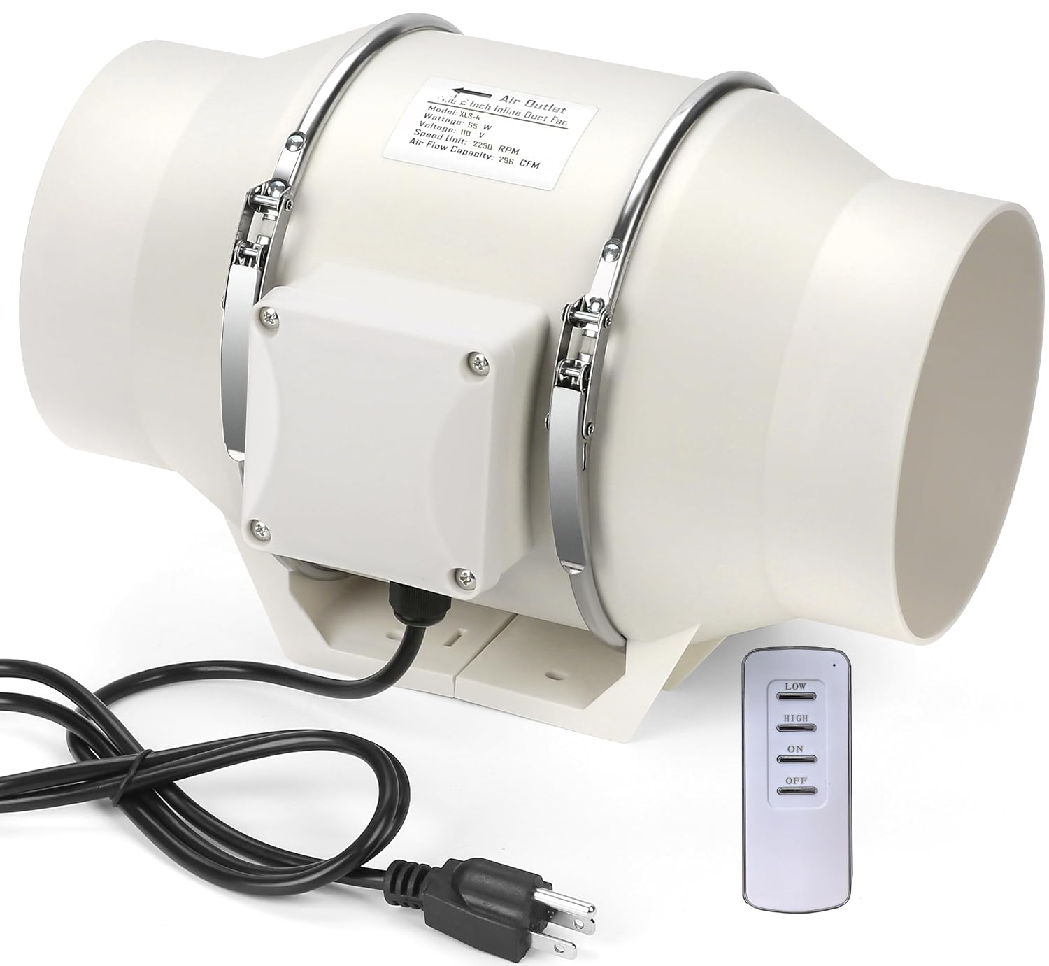 Amazon.com: MEOZRI 4 Inch Duct Inline Ventilation Exhaust Fan with ...