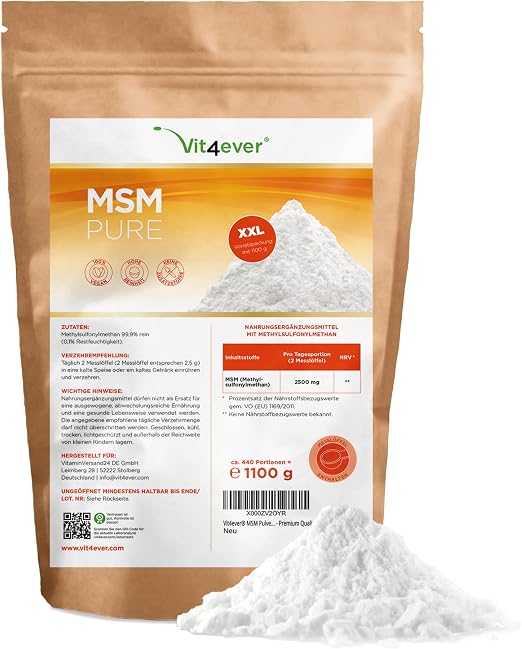 MSM in polvere - 1,1 kg (1100g) - Metilsulfonilmetano cristallino puro ...