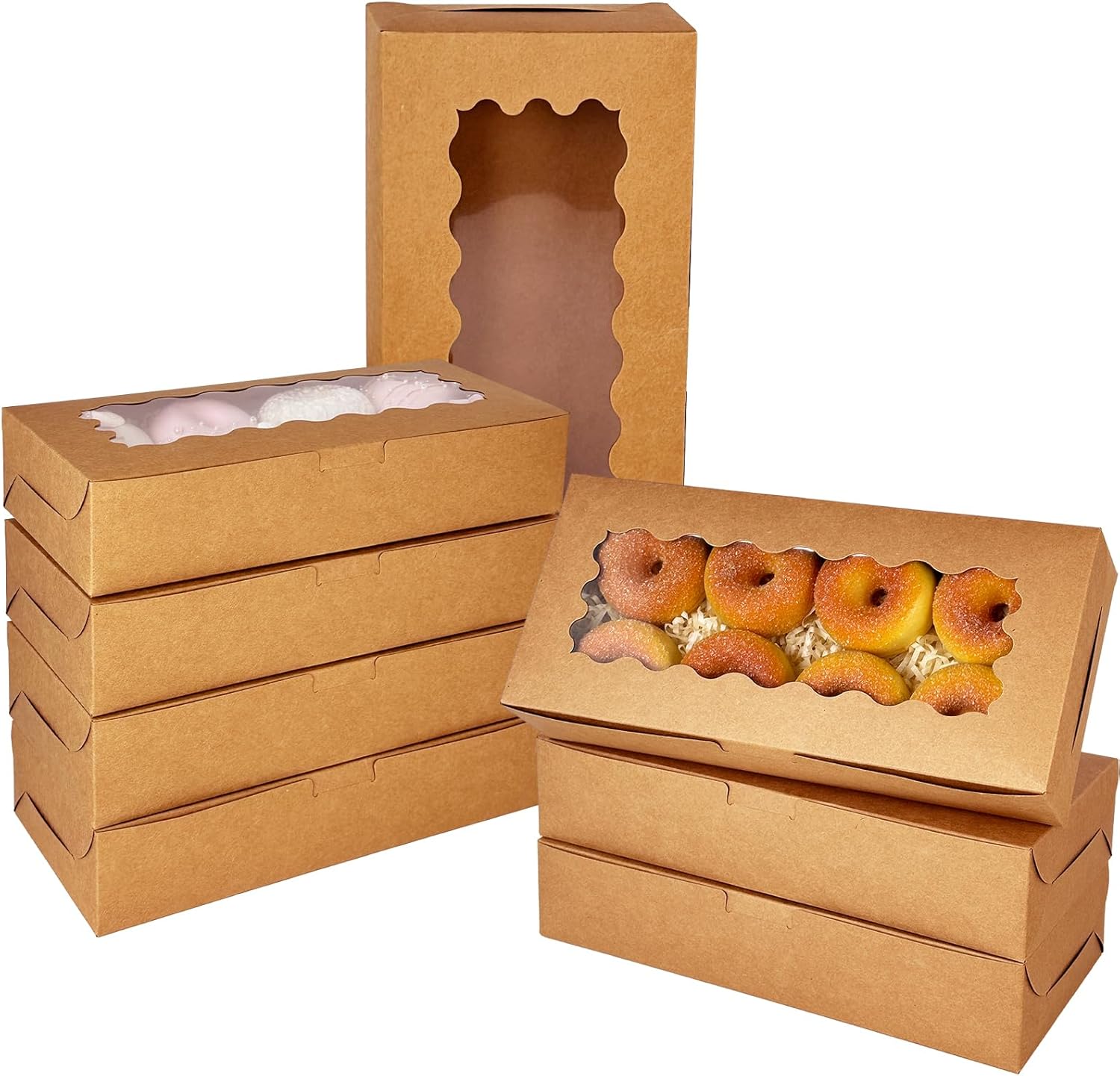 Amazon.com: qiqee 50 Packs Brown Cookie Box with Window 12x5.5x2.5 Inch ...