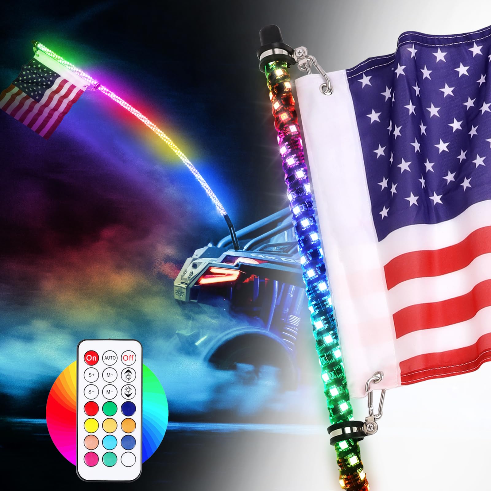 Snapklik.com : LED Whip Lights, Niking Auto 5FT Lighted Whips