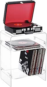 Amazon.com: Acrylic Record Player Table with Storage Shelf, Clear Side ...
