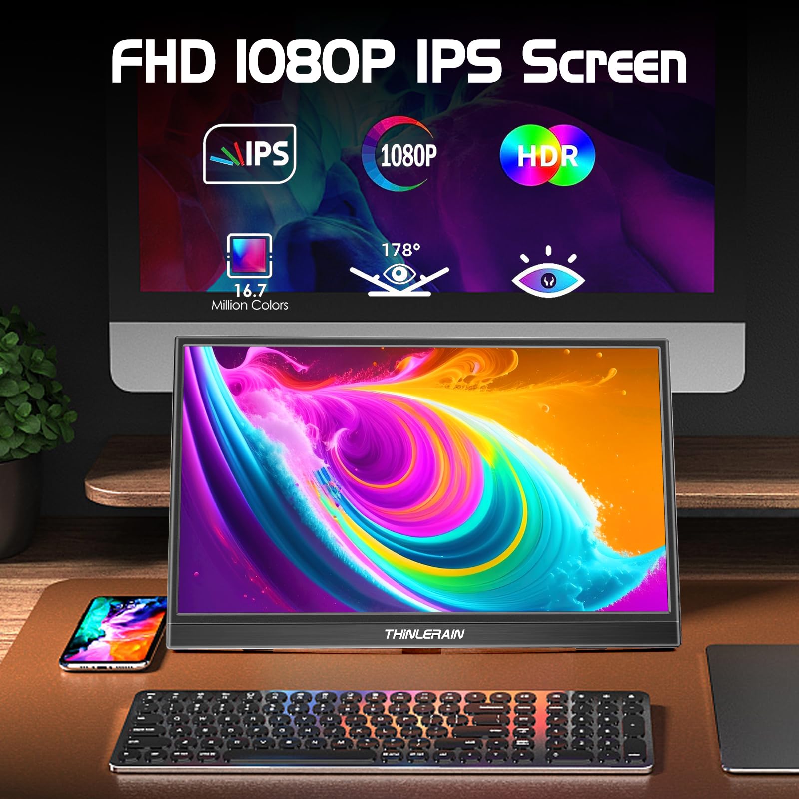 Thinlerain 15.6 Inch FHD 1080p Portable Monitor with IPS, Eye Care ...
