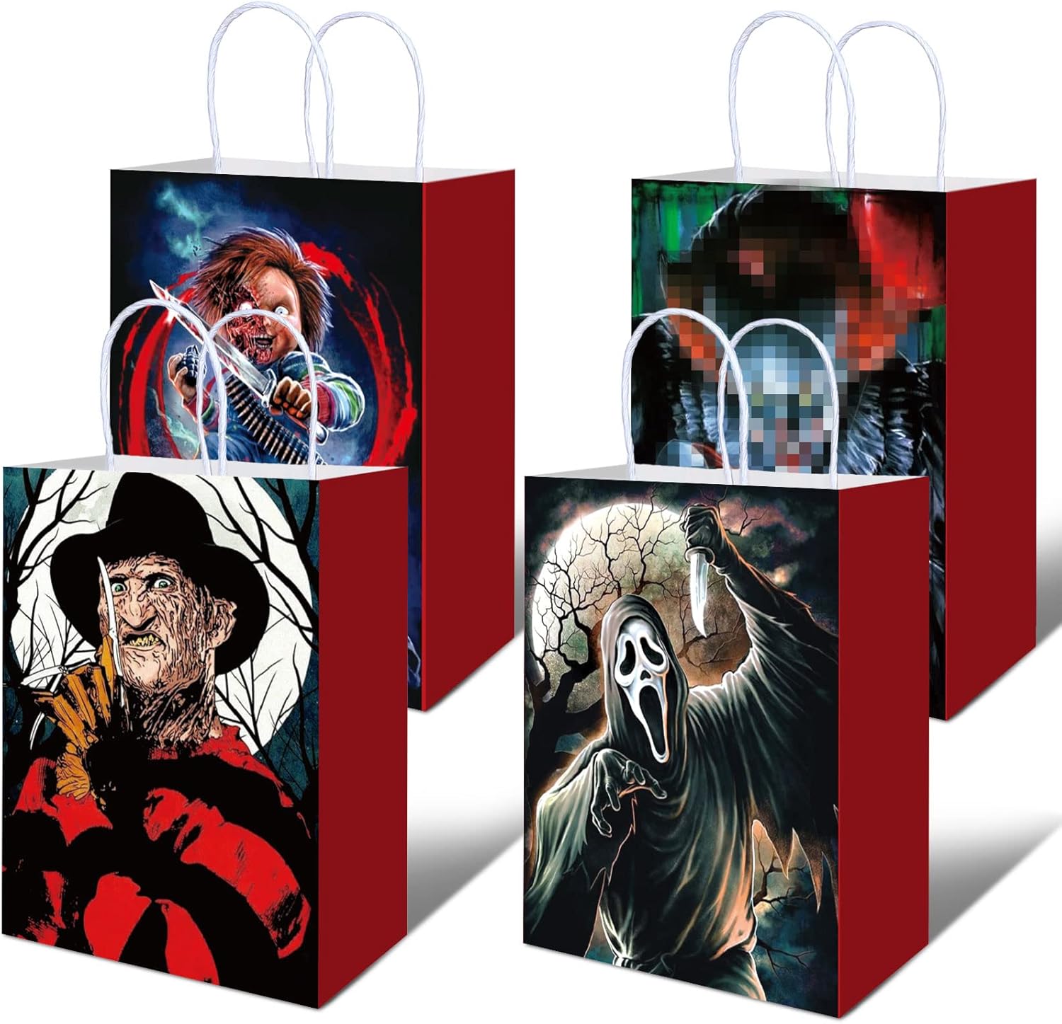 Amazon.com: Whaline 16 Pack Halloween Paper Bags with Handle Horror ...