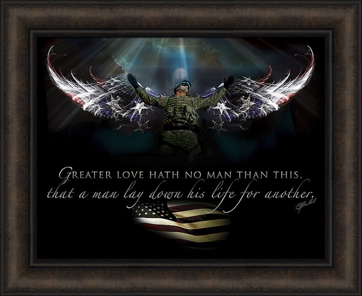 Paintings Of Military Soldier And Angel Wings