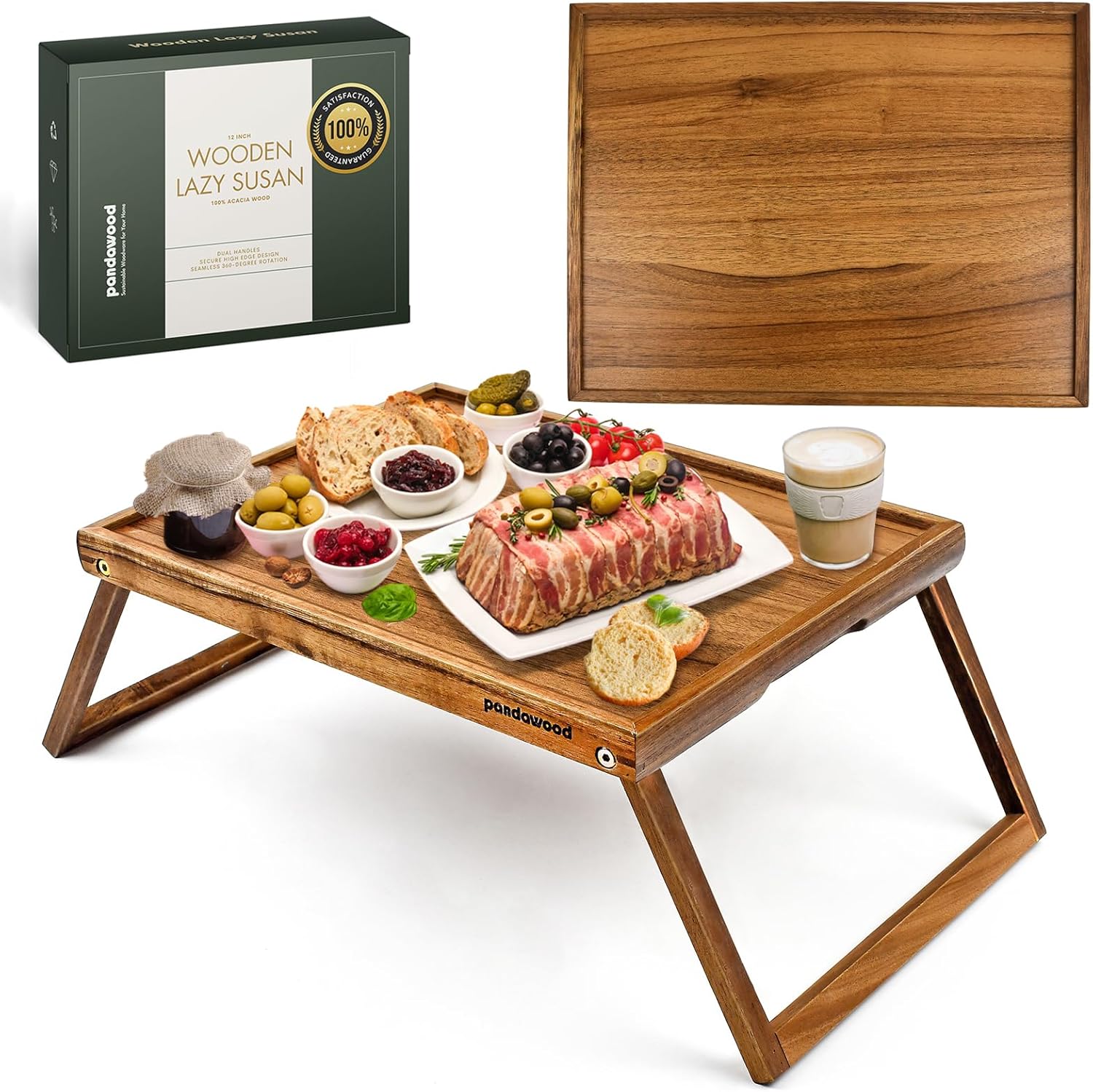 Amazon.com - Wooden Bed Tray Table with Folding Legs - 100% Acacia Wood ...