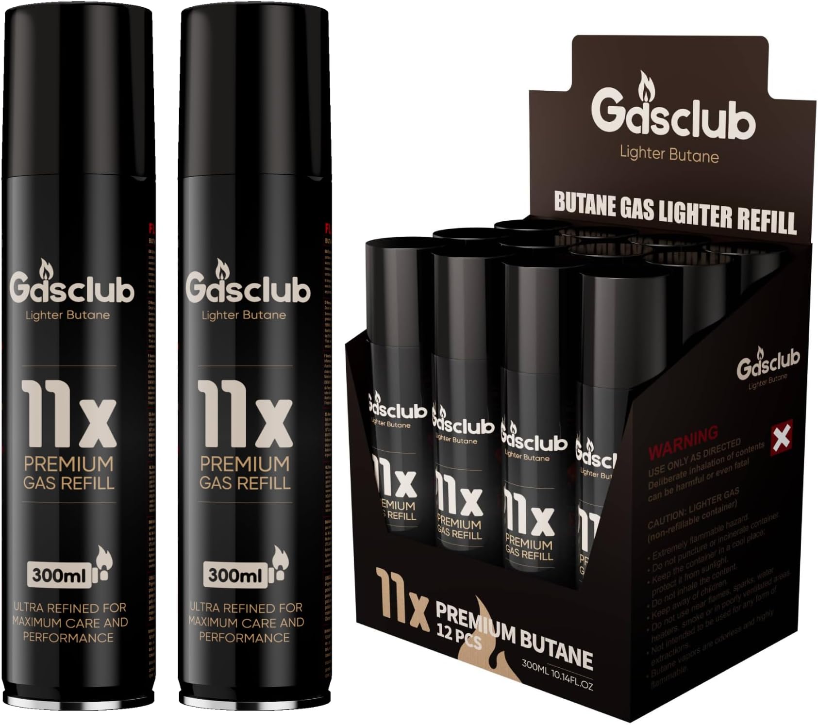 Amazon.com: GasClub Refill Butane Gas 11X High-Purity 300ml Butane Fuel ...