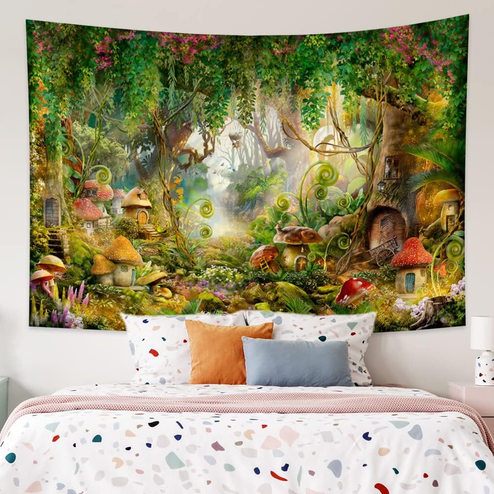 Amazon.com: Fantasy Forest Mushroom Tapestry Enchanted Fairy Tale ...