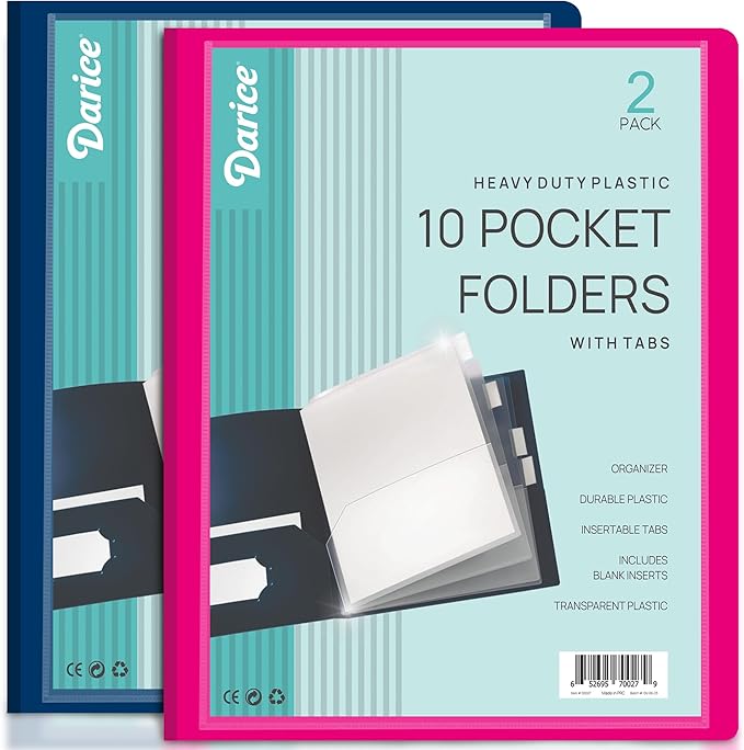 Amazon.com : Darice 2 Pack 10 Pocket Folder - Double-Sided Multi Pocket ...